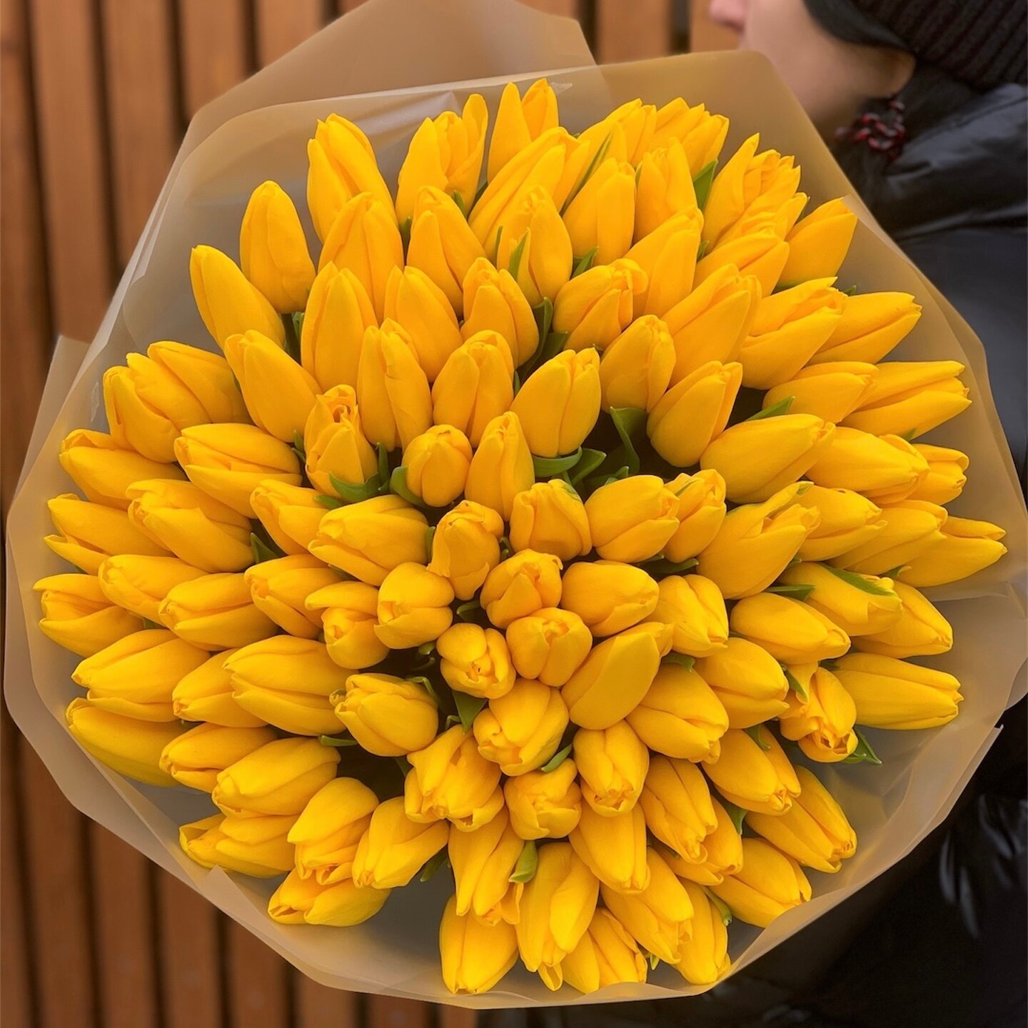 Букет из желтых тюльпанов 101 шт, красивый букет цветов, шикарный, премиум цветы, премиум букет