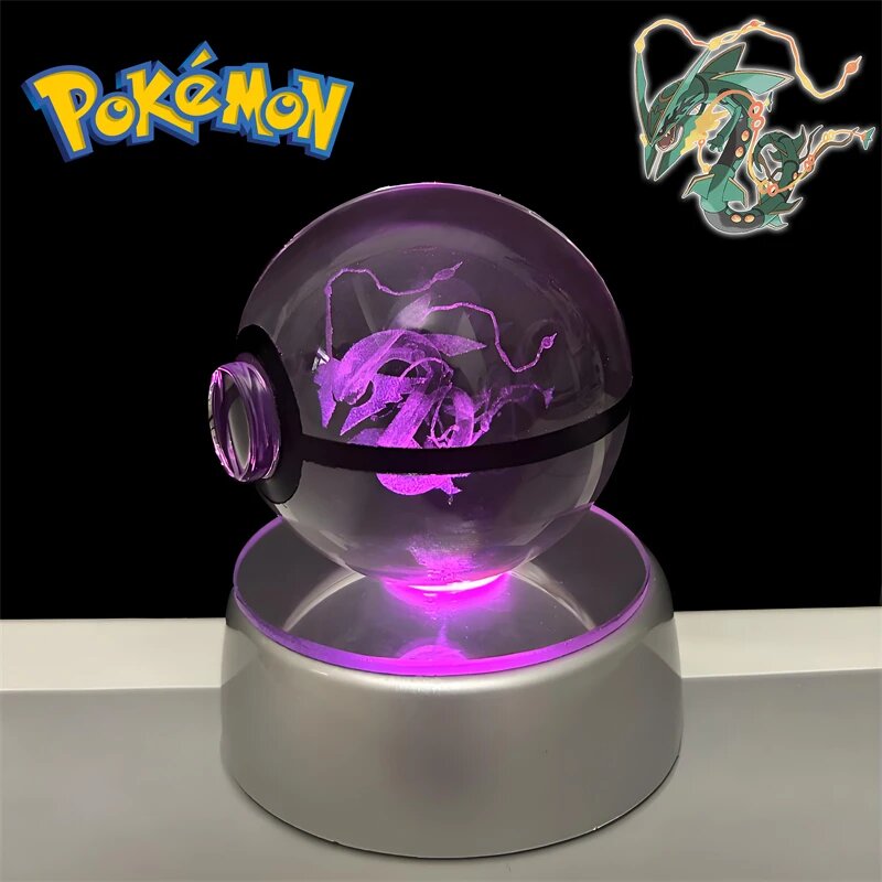 Pokemon Mega Rayquaza 3D стеклянная лампа с подсветкой