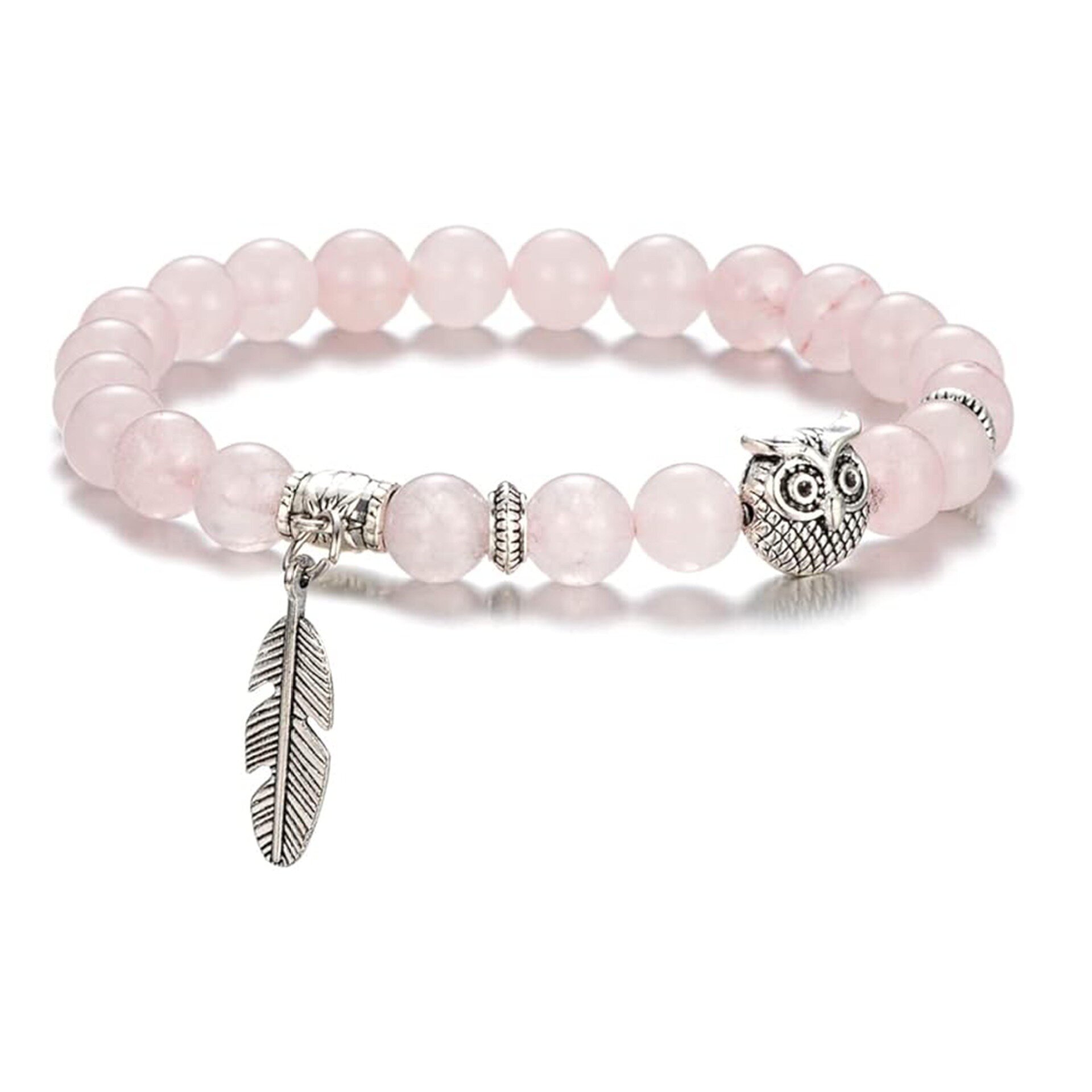 Браслет для гадания, YM 8мм Камень Сова Перо Кристалл Энергия Подарок