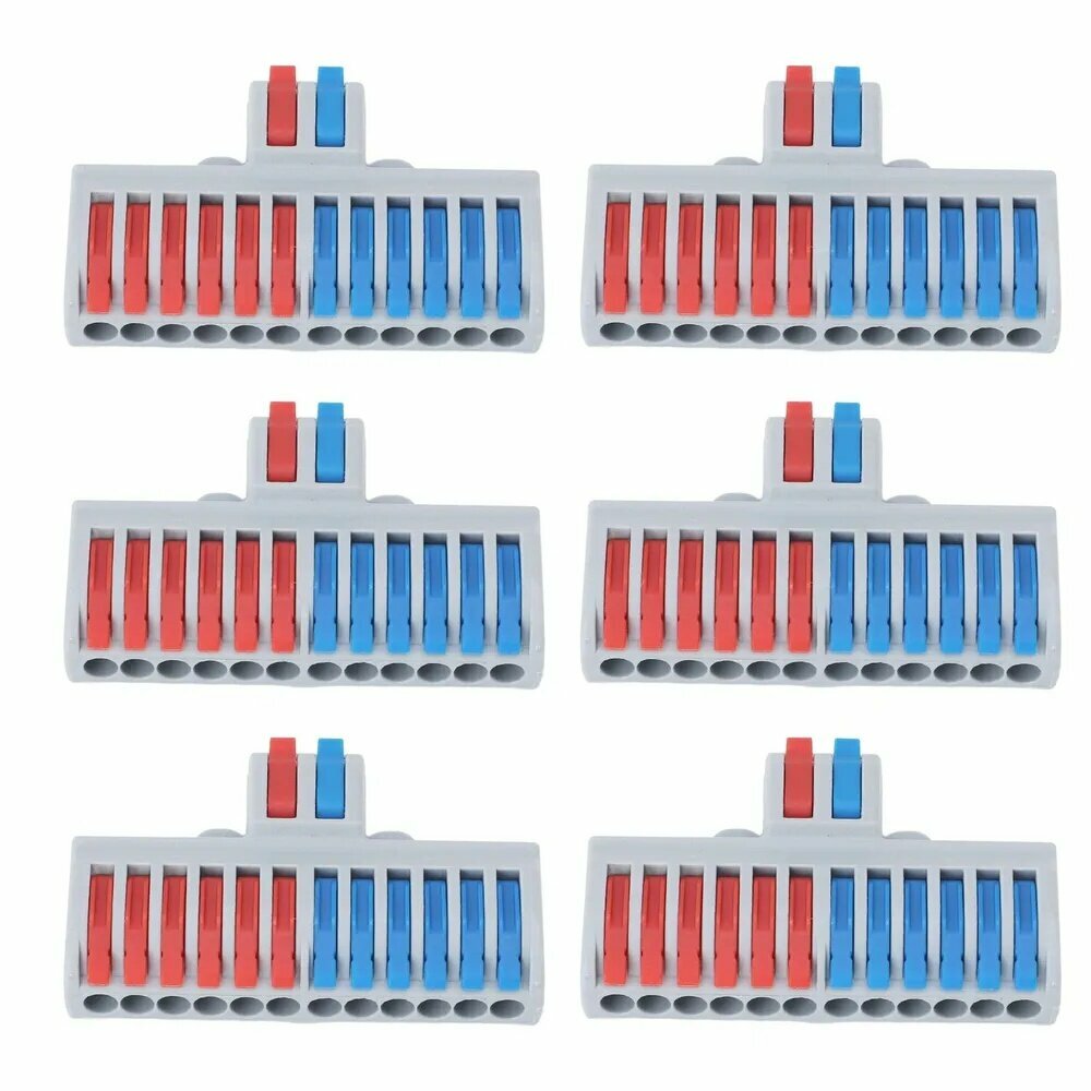 6 шт. клеммных колодок на DIN-рейку 2 в 12 выходов для проводов и техники