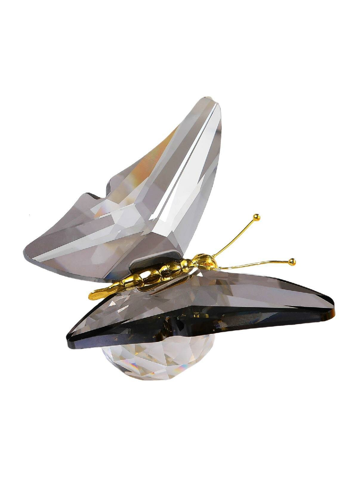Фигурка бабочки из хрусталя на стеклянной основе, акцентное украшение для элегантного интерьера