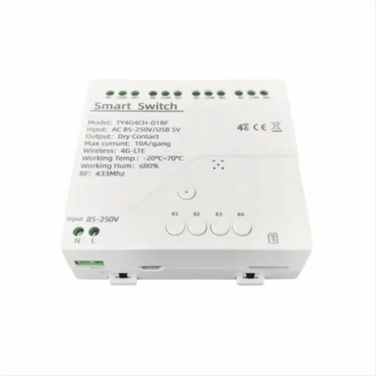 Умный коммутатор Tuya 4G LTE с реле RF 433 МГц AC 85-250 В