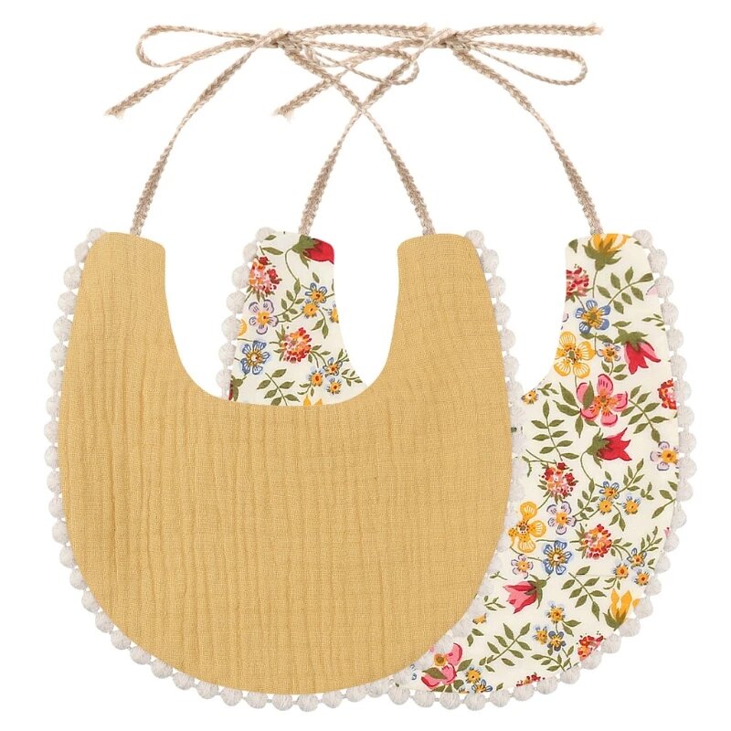 Детские слюнявчики с кисточками, винтажные Слюнявчики с цветочным рисунком для новорожденных, двухсторонние Слюнявчики для мальчиков и девочек, бандана, Сельский костюм