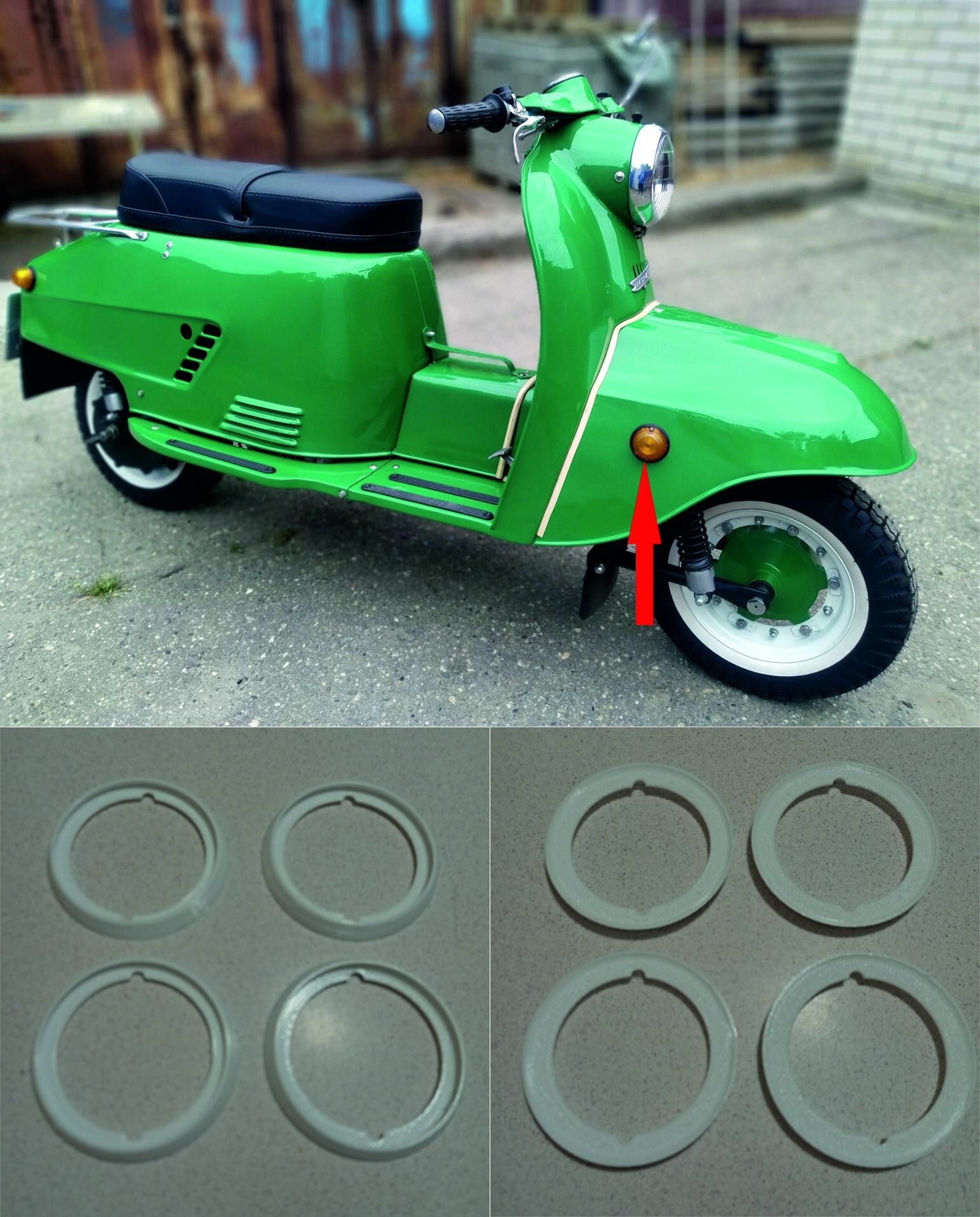 Основание стекла поворотника мотороллера Муравей, Тулица, Турист (комплект 4шт) белые