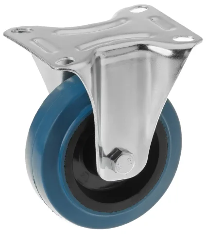 Ролик промышленный эластичная синяя резина ZipFit FRCL46 с платформой неповоротный d100-130кг