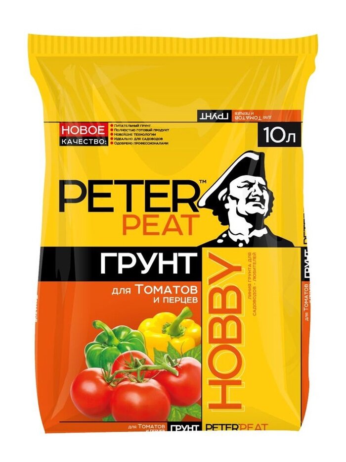 Грунт для Томатов И Перцев "PETER PEAT", линия Хобби, 10 л 10975031