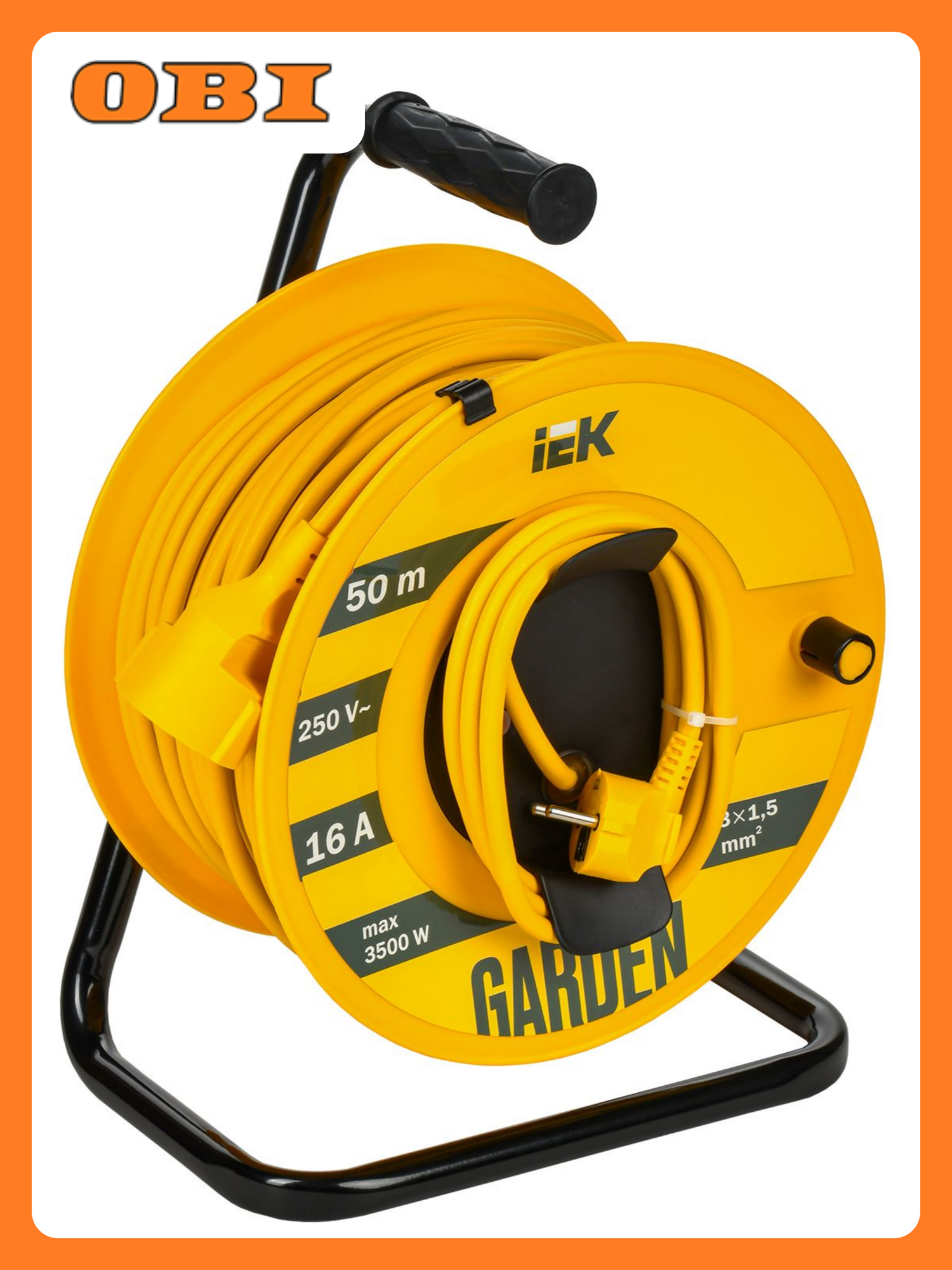 Катушка IEK GARDEN УК50 1 место с заземлением с термозащитой 2P+PE 3х1,5 мм2 50 м