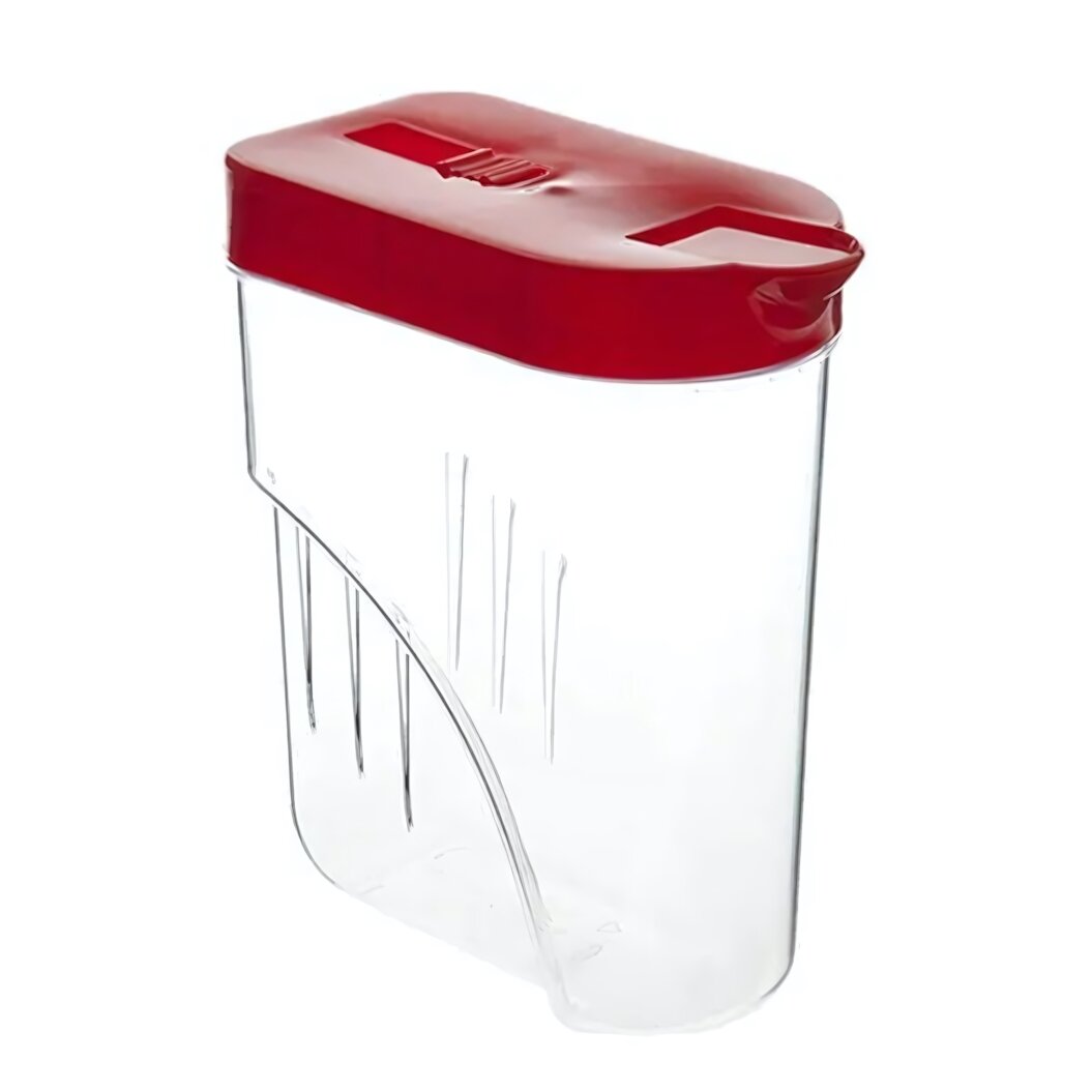 Банка для сыпучих продуктов, 1 литр, с удобной крышкой-дозатором, прозрачный корпус, красная крышка