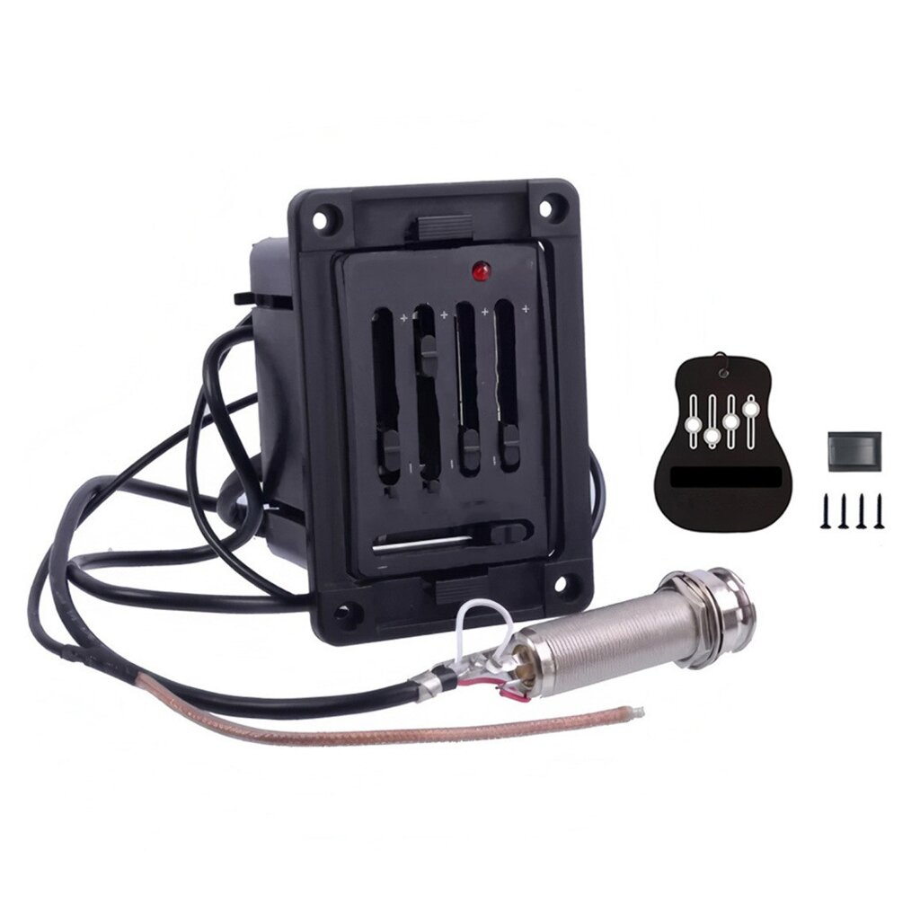 Многофункциональная Система Звукоснимания акустической Гитары Встроенный Тюнер Перезаряжаемый Предусилитель с 90-часовым Сроком службы батареи Пластиковый Корпус