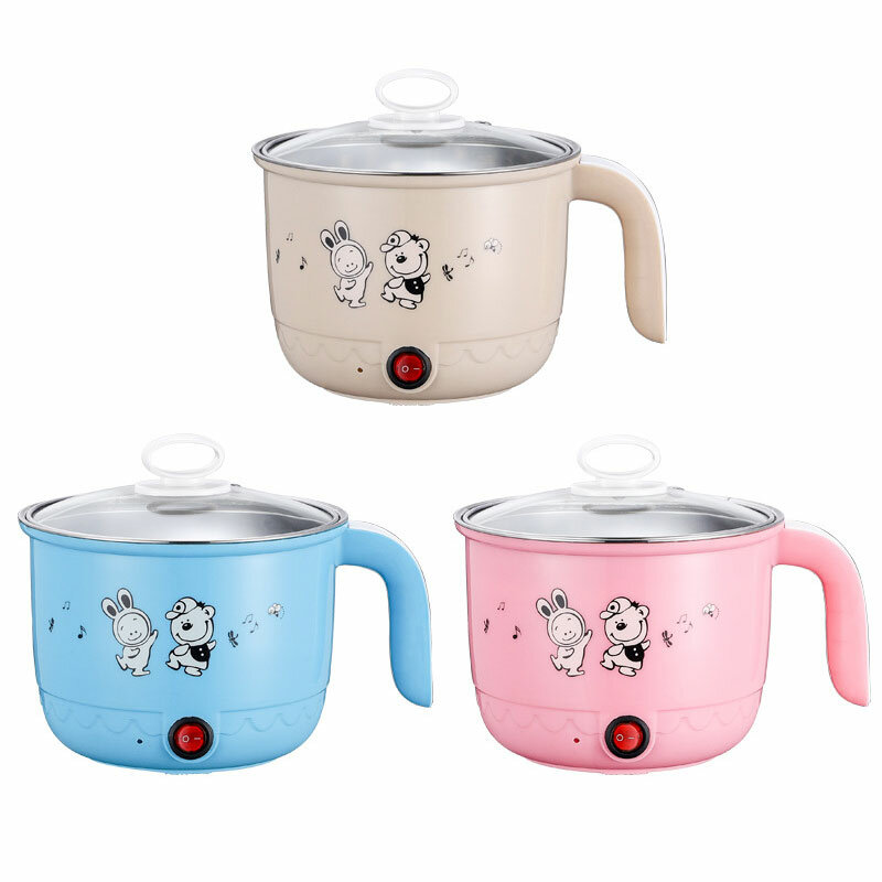 Многофункциональный электрический мини-пот для готовки 1.8L нержавеющий сталь пароварка для лапши супов горячий горшок, цвет: Розовый1/ Розовый2/ Розовый3/ Розовый4/ Синий1/ Синий2/ Синий3/ Синий4/ Бежевый1/ Бежевый2/ Бежевый3/ Бежевый4, мощность 450W,