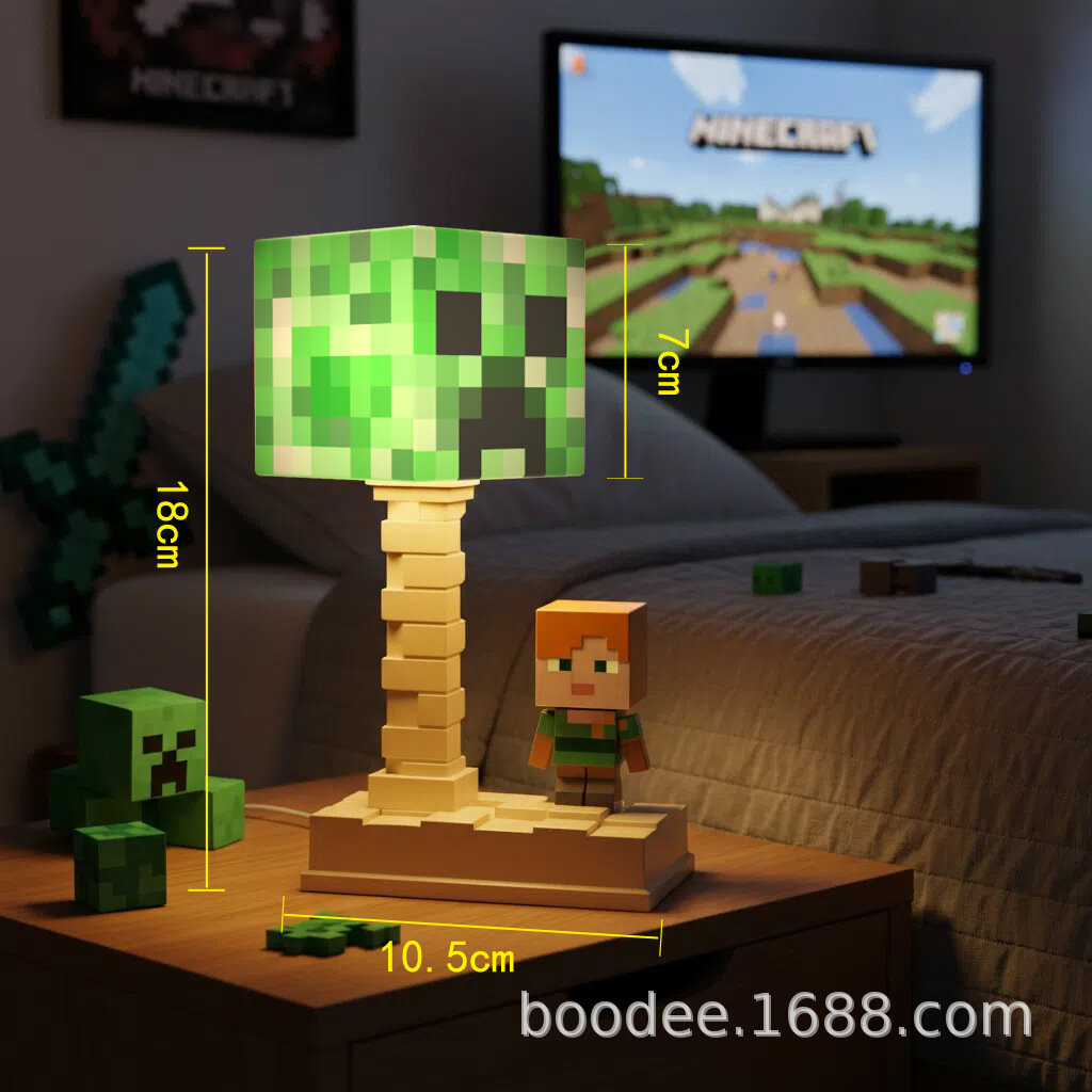 Ночник в стиле Minecraft с изображением динамита, лампа в виде блоков MC, прикроватная лампа для студента, настольная лампа для создания уютной атмосферы, в наличии.