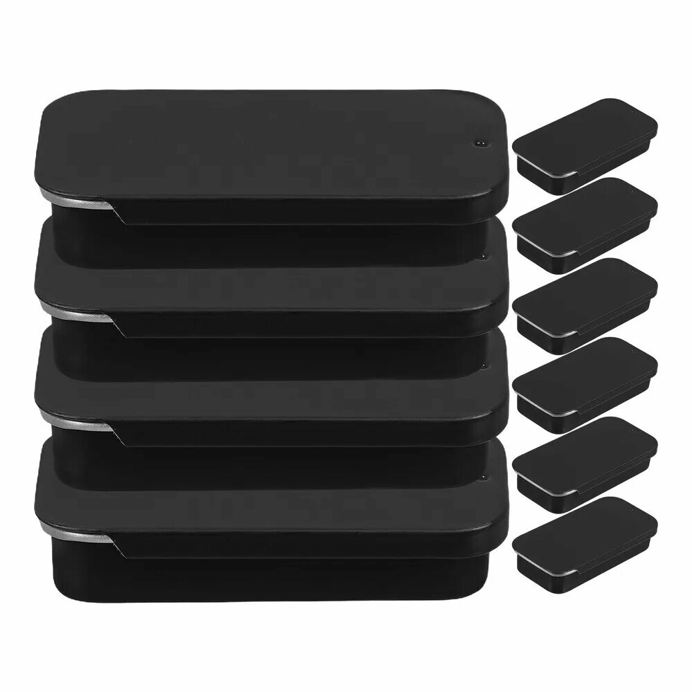 10 шт. Маленькие контейнеры для жевательной резинки, мини-хранения, коробка для жевательного железа 5.00X2.50X1.00CM, черная жестяная пластина для путешествий