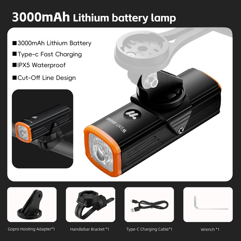 Передние фонари для велосипеда WEST BIKING, верхняя и нижняя батарея 18650, перезаряжаемая фара с литиевой батареей и боковой светодиодной подсветкой, аксессуар для шоссейного велосипеда MTB