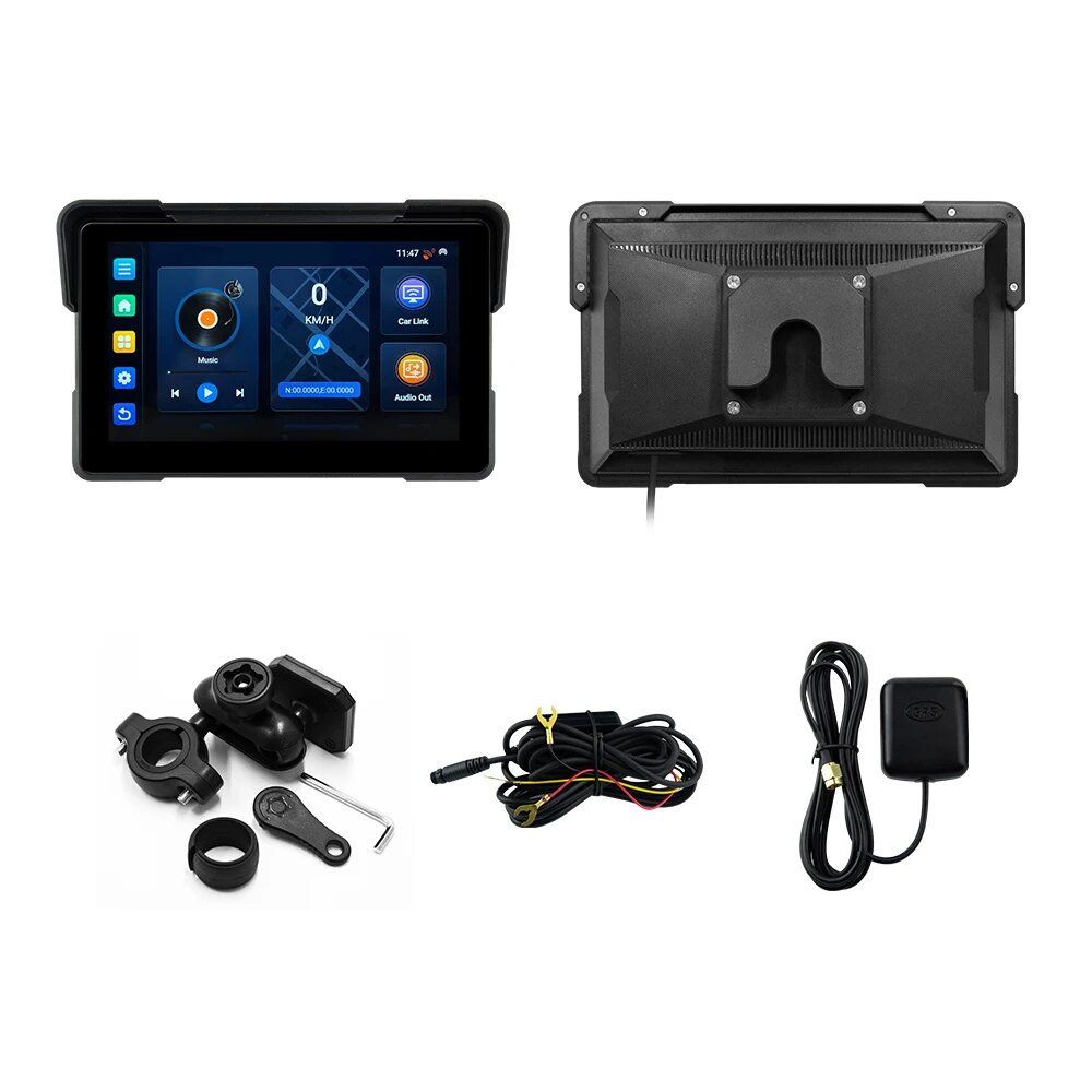 EKIY 7-дюймовый Android 13 мотоциклетный экран Carplay Мото-навигация Портативный мотоцикл Android Auto Водонепроницаемый BT монитор