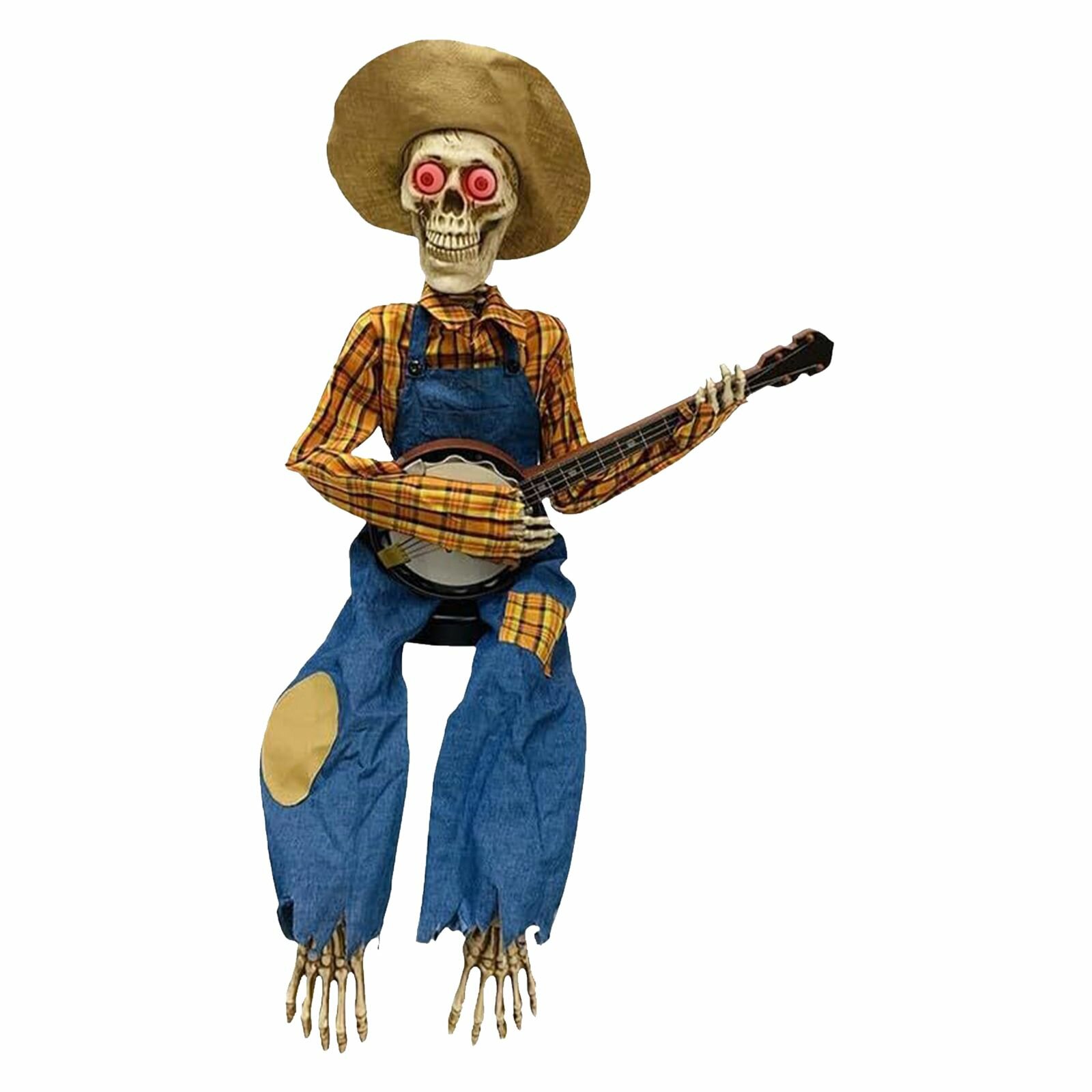 Фигурка скелета с гитарой для Хэллоуина, 400 мм, с подсветкой