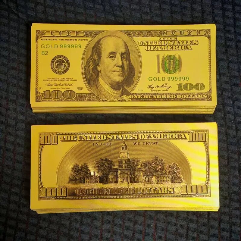 Пластиковые банкноты США 100 долларов, коллекция 20pcs, Gold B