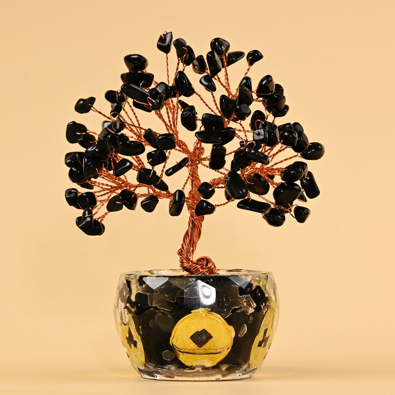 Натуральный кристалл, денежное дерево, кристаллическое украшение, привлекающее богатство, кристаллическое дерево, настольное украшение