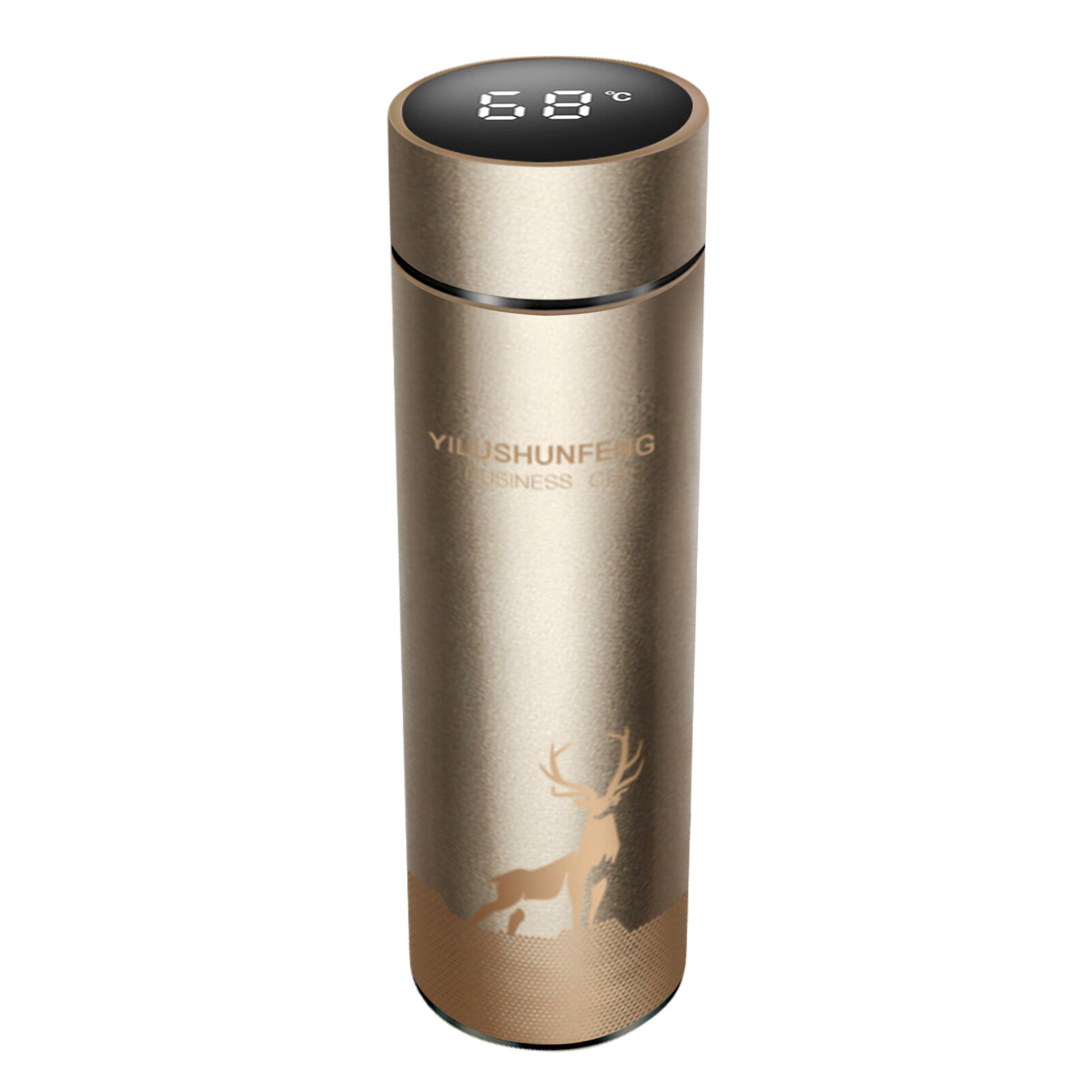 Вакуумная Термос-Бутылка с Интеллектуальным Дисплеем Температуры 17.6oz/500ml с LCD Сенсорным Экраном из Нержавеющей Стали, Герметичная, Для Кофе, Путешествий, Объем 500ml, Материал Нержавеющая Сталь + PP, Паттерн Олень, Цвета