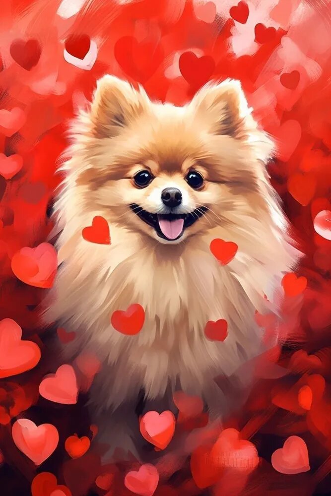 Алмазная Мозаика "Померанский Шпиц" 40x50 См Алмазная Вышивка / Картина Стразами Подарков / Украшения