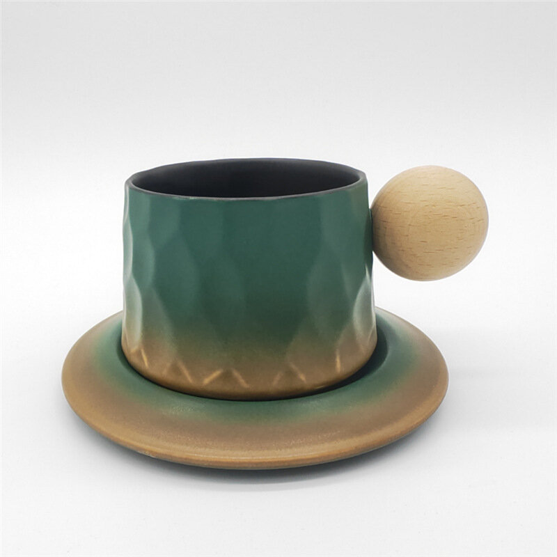 Керамический набор для офиса: чашка и блюдце, ретро простая кружка, офисный послеобеденный чай, высококачественная кофейная чашка с подставкой