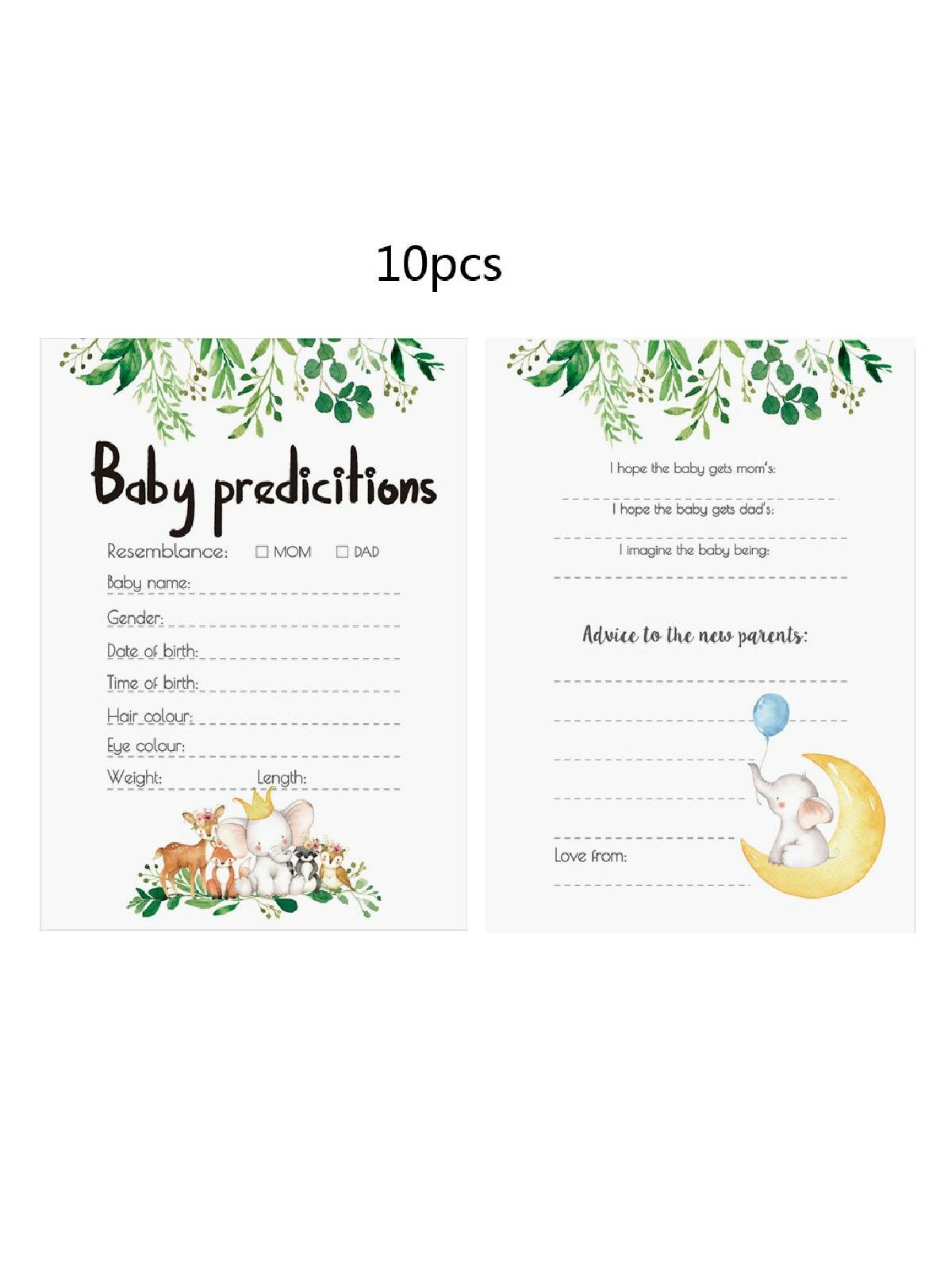 Набор из 10 карточек с предсказаниями для новорожденных животных