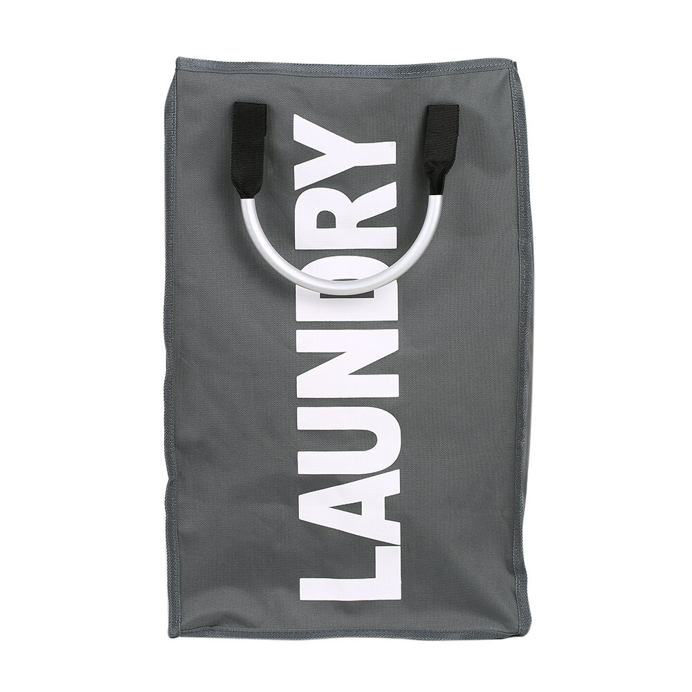 Складной мешок для стирки грязной одежды корзина для стирки прочный мешок для хранения с ручкой из сплава — Темно-серый, 600D оксфорд, алюминиевый сплав, вес 211г, складной размер 33*26*2см, развернутый 33*23*53см, упаковка 34.5*18*2см, вес упаковки