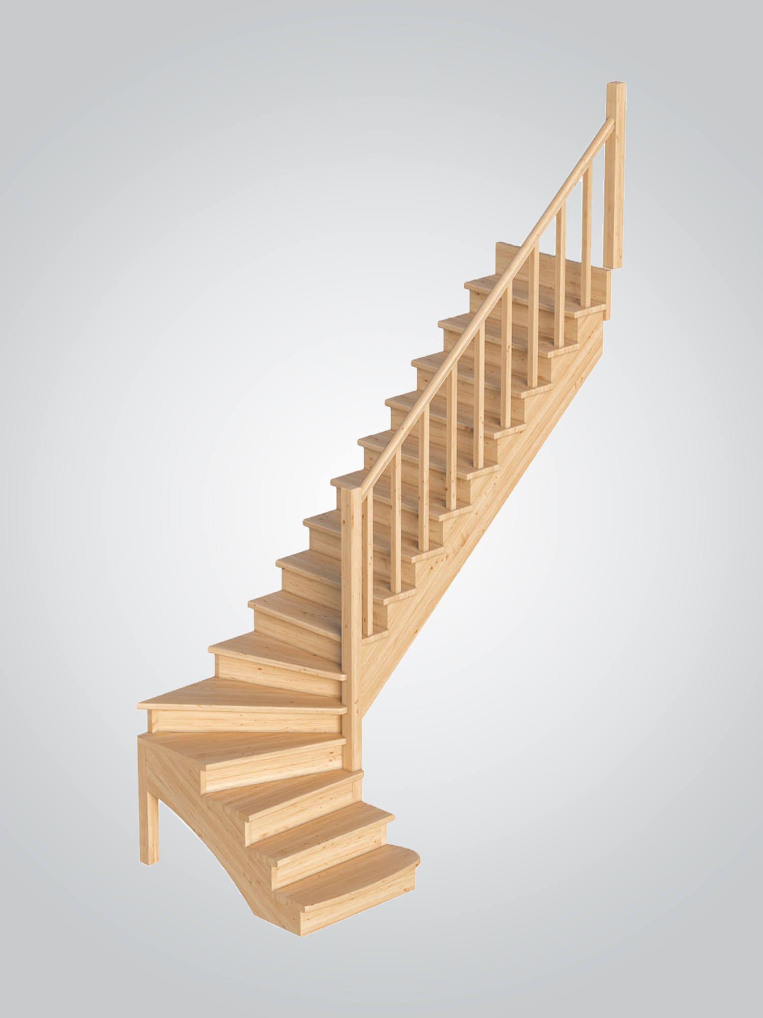 Лестница на второй этаж К-001м/3 Правая c подступенками