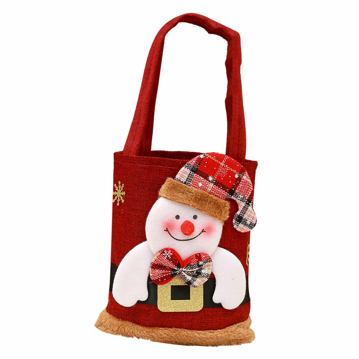 Christmas Gift Bags, Canvas gift bag, Christmas Gift Bags Reusable Christmas Tote Bags, New Year's Shopping, Christmas Surprise, Xmas Party, Color: Linen Belt Apple Bag Old Man, Linen Belt Apple Bag Snowman, Linen Belt Apple Wombat, Linen Belt Apple Bag