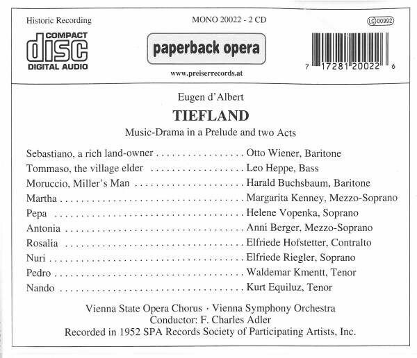 Компакт-диск Eugen D'Albert (1864-1932) - Tiefland (2 CD) — фото 1