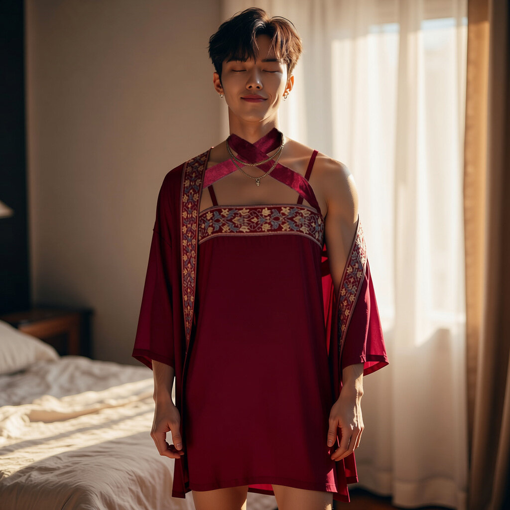 Сексуальное нижнее белье в старинном стиле, мужская одежда для сна больших размеров, ханьфу, национальный тренд, красная кровать, дразнящая парная униформа, искушение, размер: Один размер подходит всем