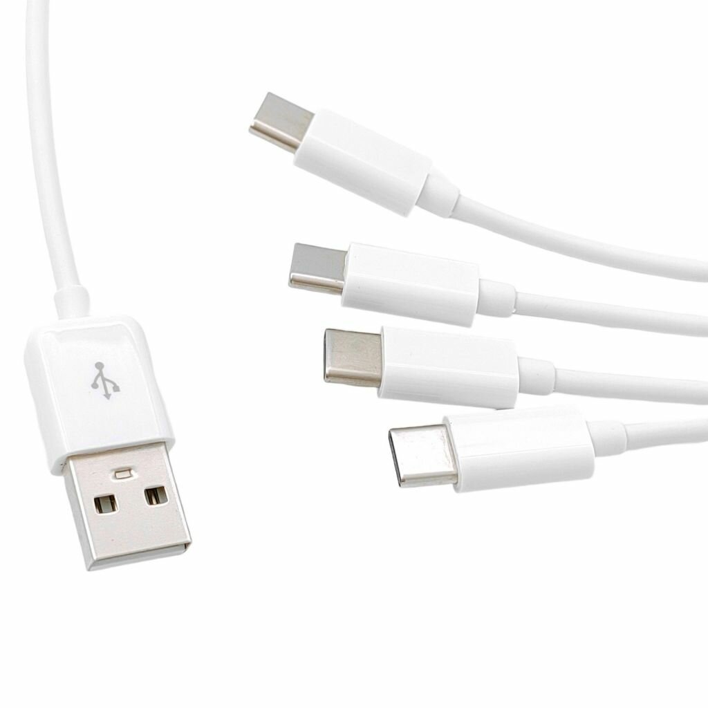 Кабель-разветвитель USB-USB C длиной 50 см 4 в 1 Type C для зарядки мобильных телефонов и планшетов Белый /черный
