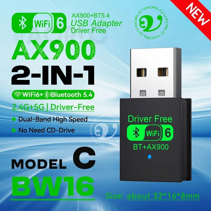 VAORLO AX900 WIFI6 USB адаптер Bluetooth 5.4 WIFI6 BT5.4 BW16