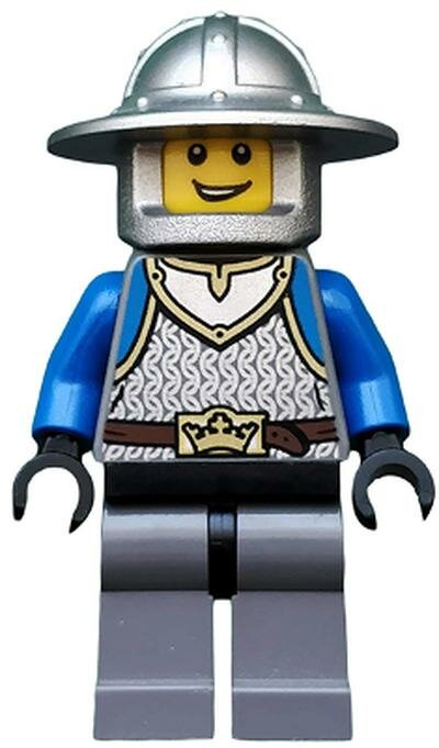 Минифигурка Lego cas517 Castle - King's Knight Scale Mail, Crown Belt, Helmet with Broad Brim, Open Grin
