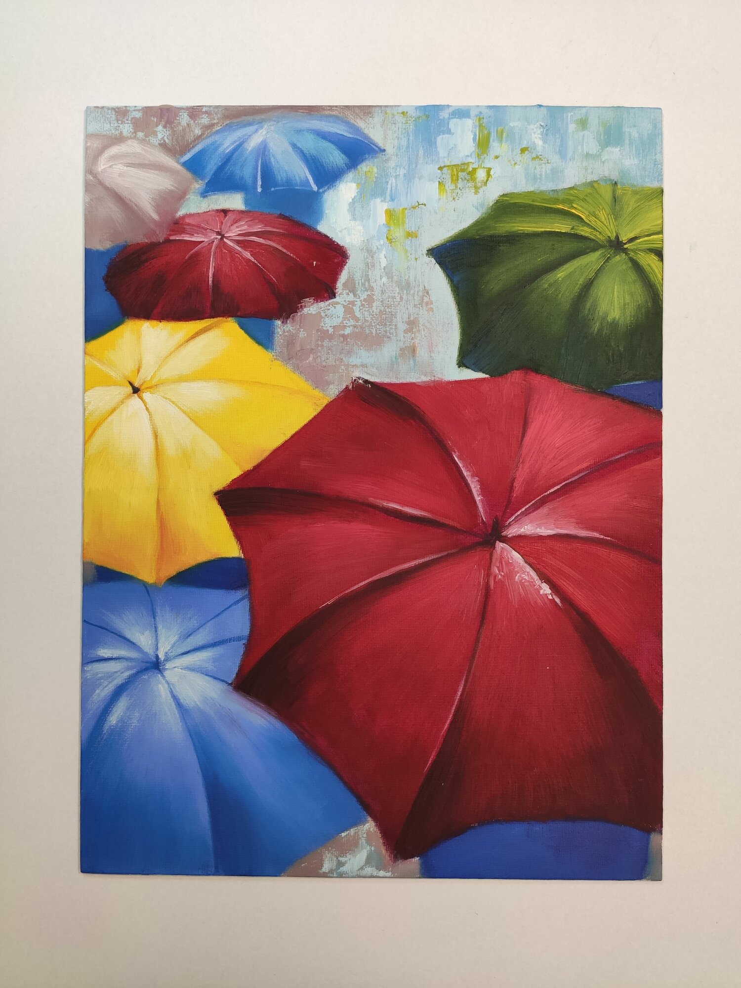 Картина "Зонтики", холст, масло, 30x40 см, без рамы, в единственном экземпляре