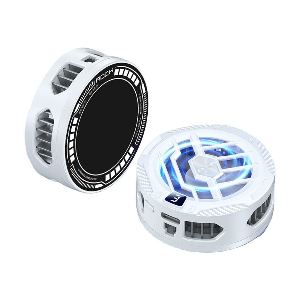 Вентилятор для охлаждения телефона с LED-подсветкой, Белый - Трехскоростной цифровой