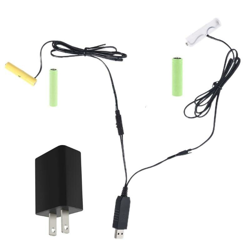 Адаптер-элиминатор батареек AA/AAA с кабелем 1,1 м, US - 3V