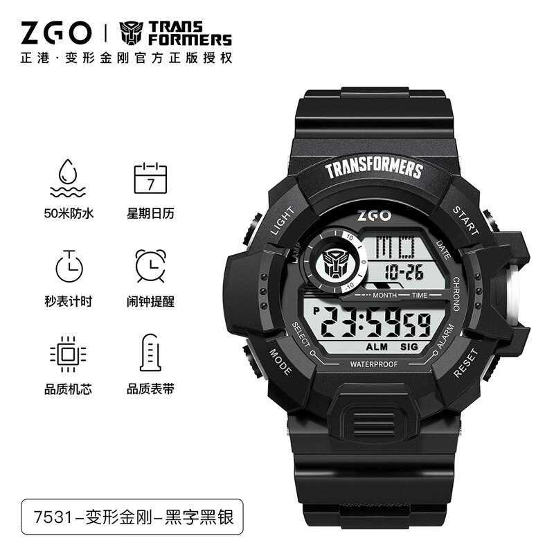 Часы Transformers для мальчиков, учеников начальной и средней школы, водонепроницаемые, светящиеся, спортивные хронографы, детские электронные часы