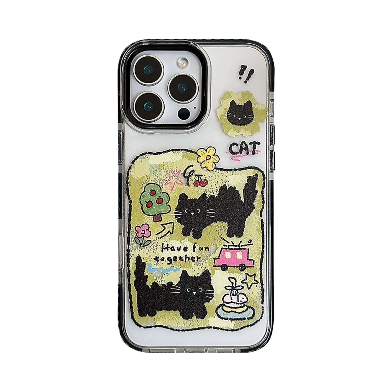 Прозрачный силиконовый чехол с рисунком травяного черного кота для iPhone 14 Plus, мягкий, модный и идеально подходит