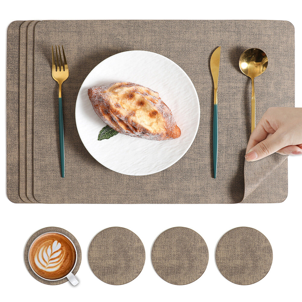 Квадратная кожаная подставка для стола, термоизоляционная подложка, высококачественная антиожоговая подставка для тарелок, стильная подставка для стаканов, кросс-бордерная подставка