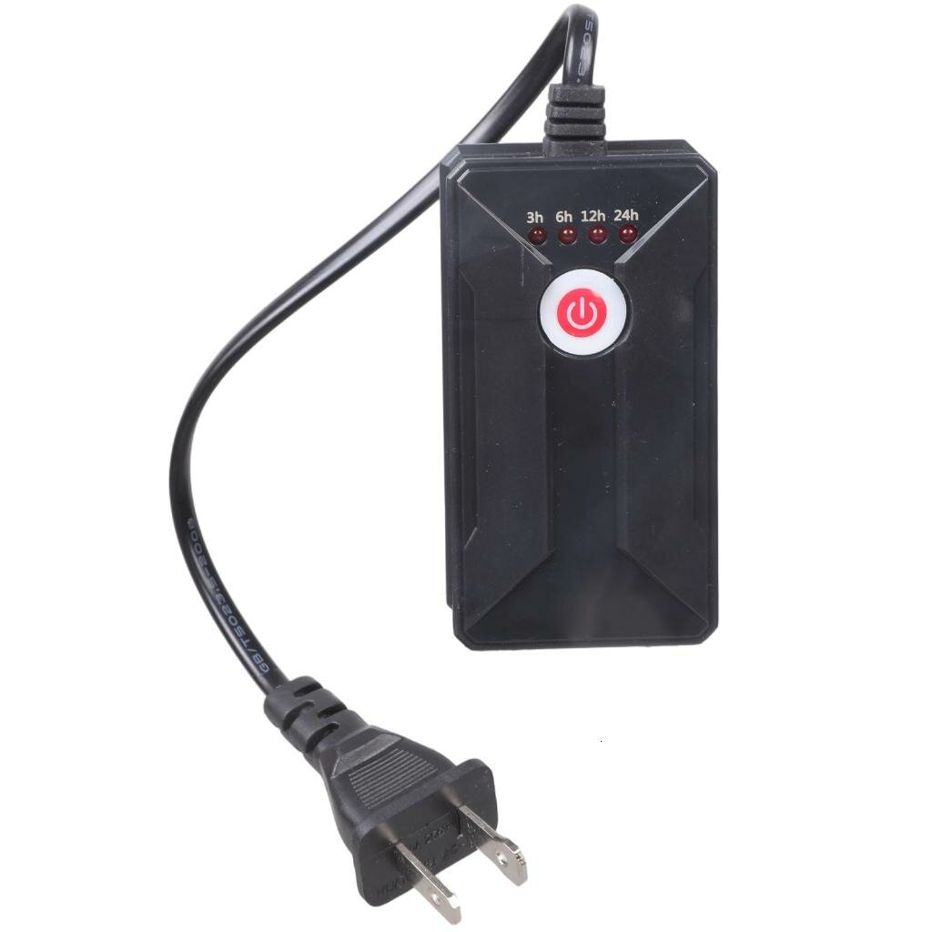 Умный таймер 24 часа с памятью для света, вентилятора, гидропоники, Черный