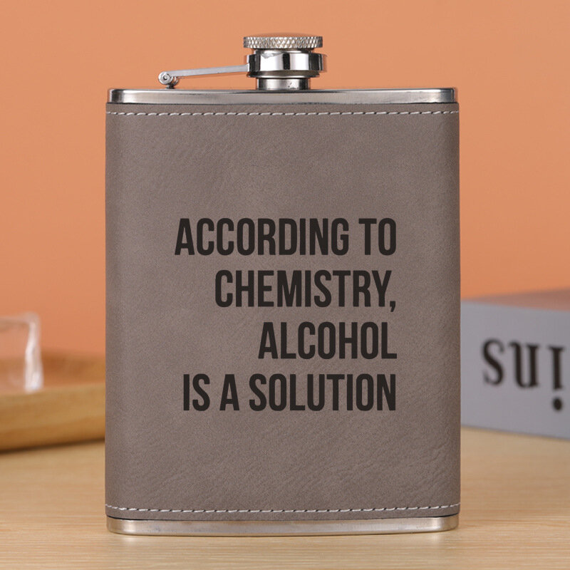 Кросс-бордерная русская фляга из нержавеющей стали 304 объемом 8 унций, портативная бутылка для вина с чехлом из PU кожи и лазерной печатью логотипа