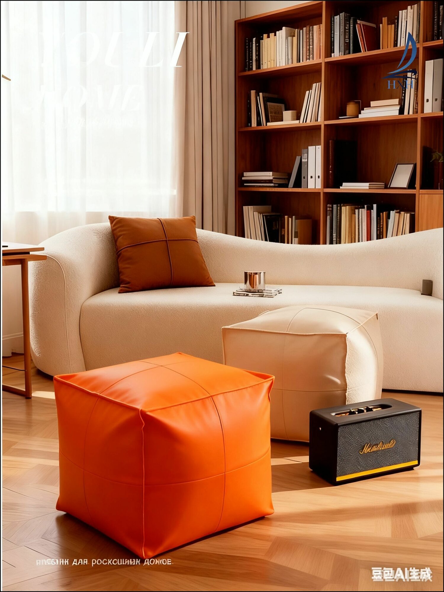 Пуф, Натуральная кожа, Винилискожа, 40х40х40 см