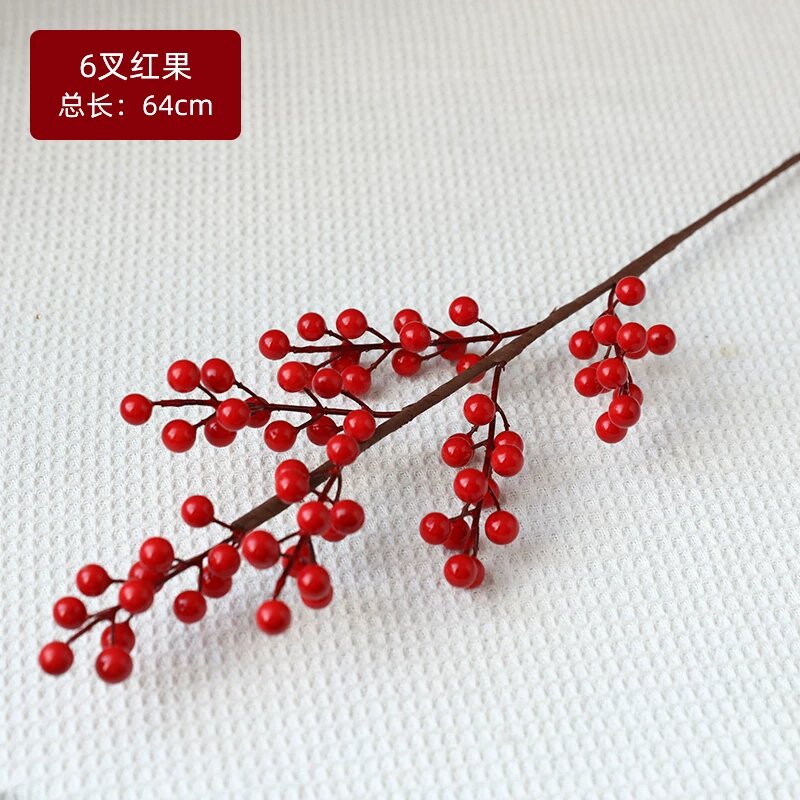 Красные фрукты, фрукты, акация, красная фасоль, искусственный цветочный букет, эвкалипт, лист гинкго, цветочная