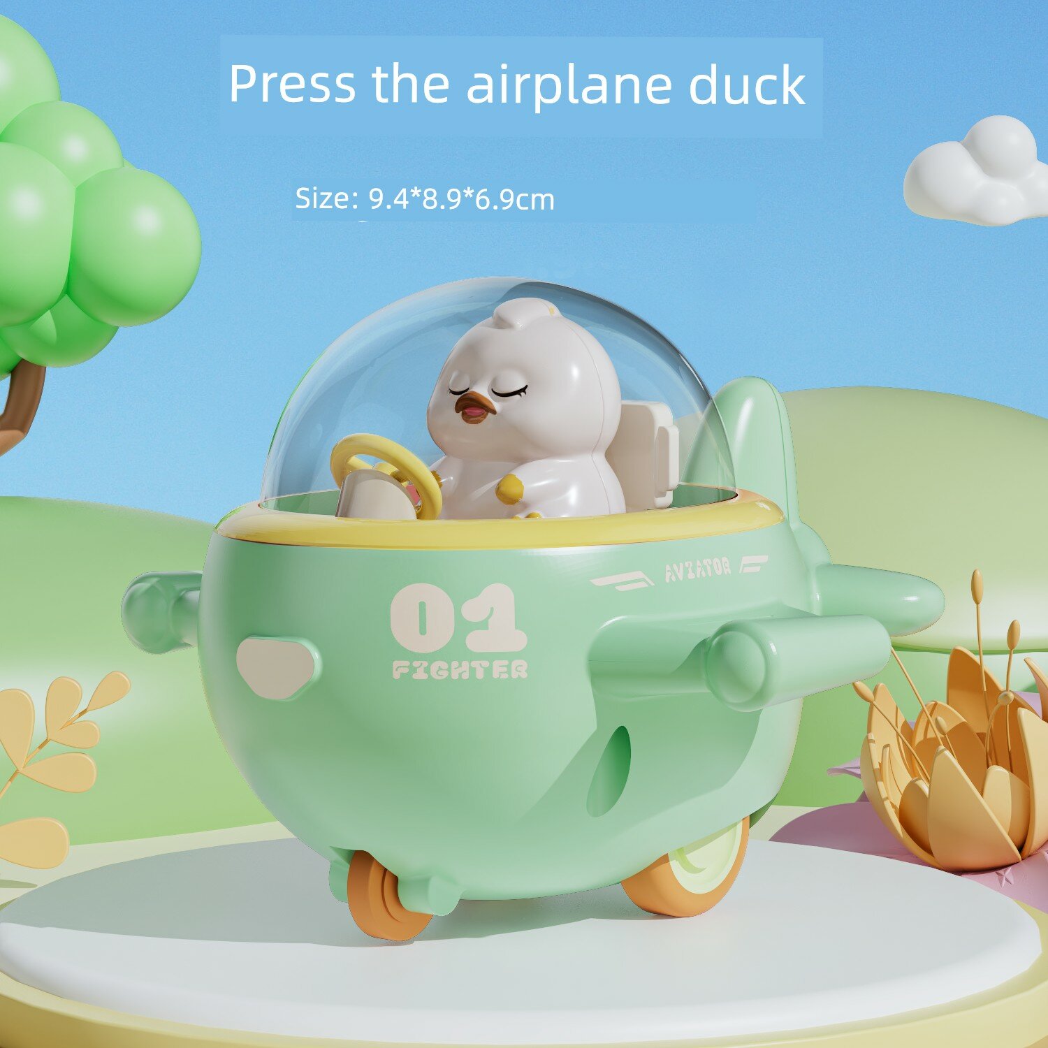 Пресс-игрушка самолет зеленого цвета для малышей 1-3 лет, веселая подарочная игрушка для мальчиков и девочек