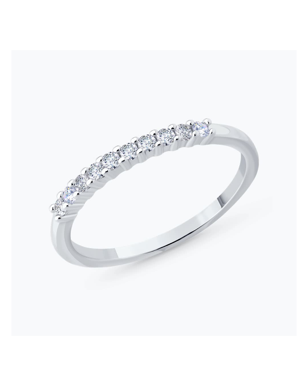 Кольцо дорожка, серебро, 925 проба, родирование, фианит