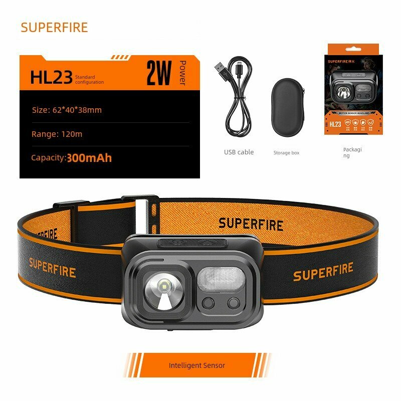 HL23 Стандартный головной фонарь 2W перезаряжаемый светодиодный фонарь для ночного рыбалки походов на природе