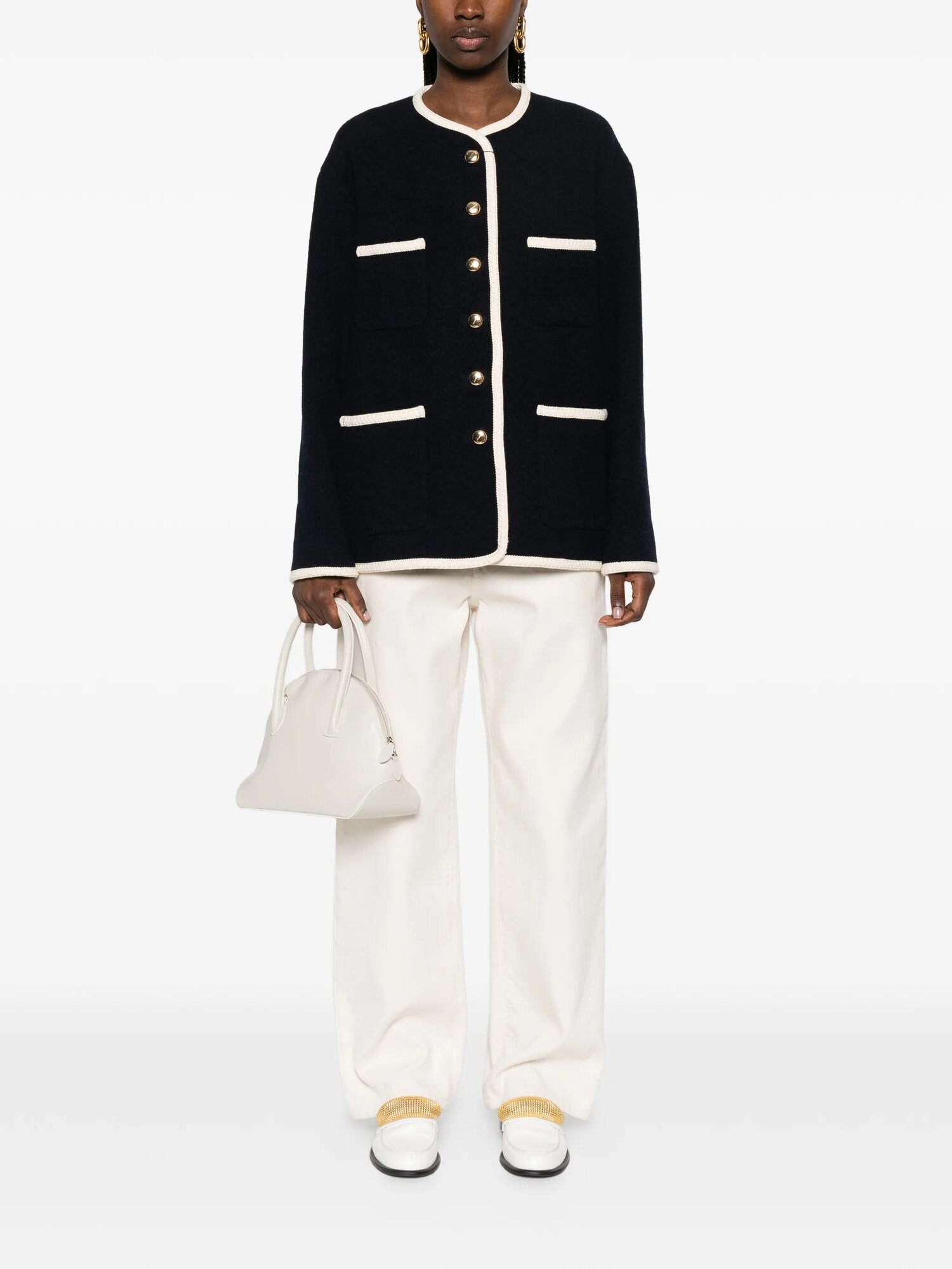 Куртка THELAURENT Button-up tweed jacket, размер 38, синий — фото 1