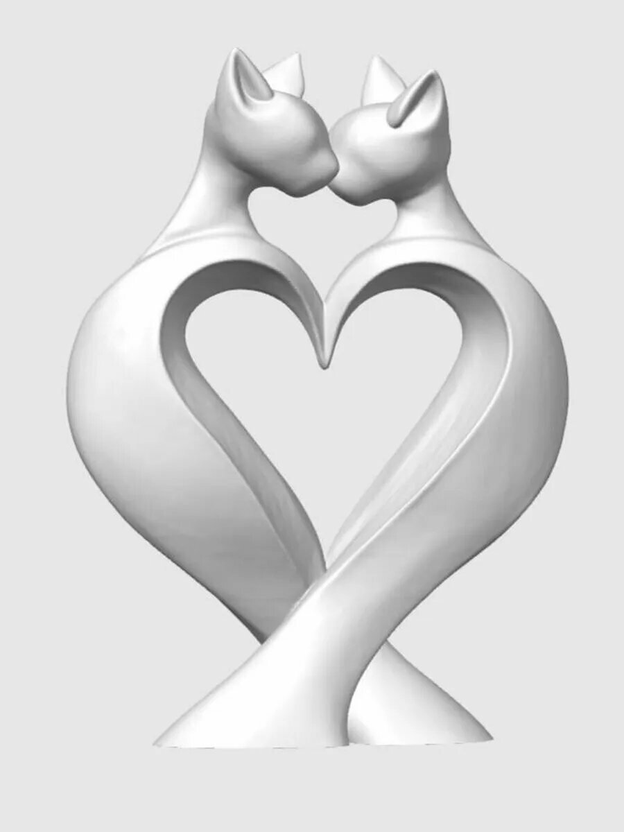 Валентинка-коты, для любимых(10см, белый)v11