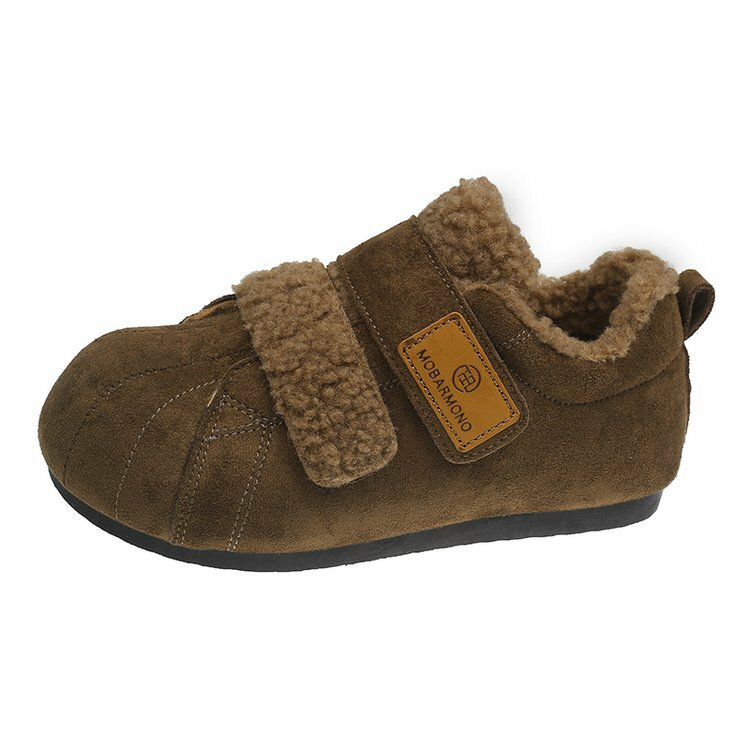 ВесКеды ИзнСтой AIS Мокасины Женщины Осень Зима Плоский Биркенсток Флис Магическая лента Замша/Beige