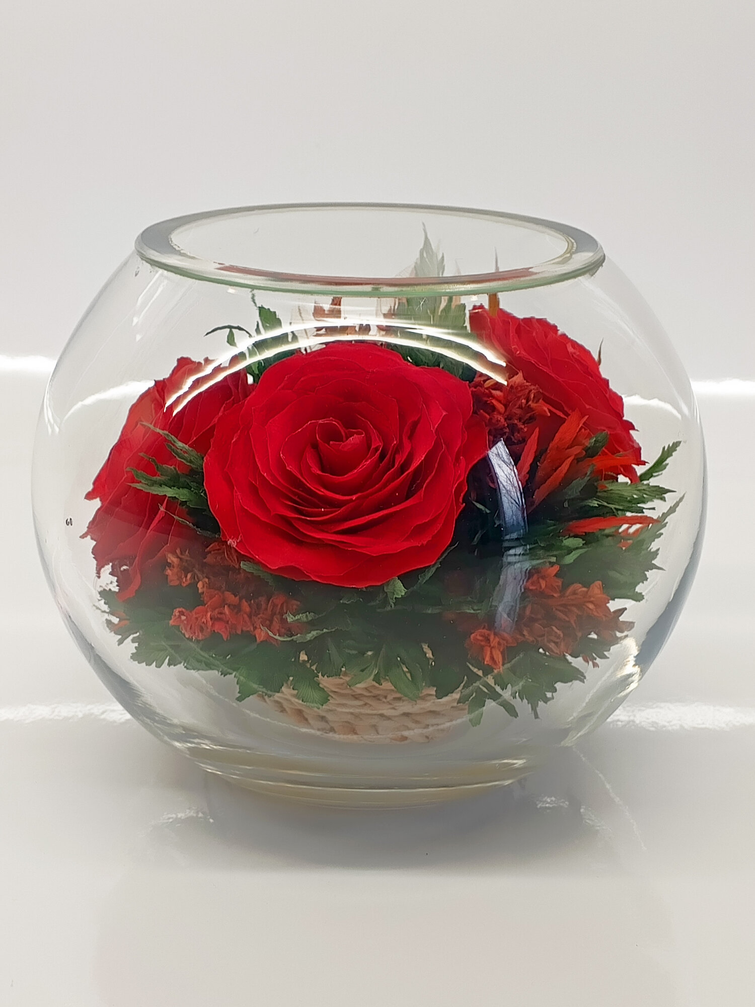 Натуральные цветы в стекле, вакуум